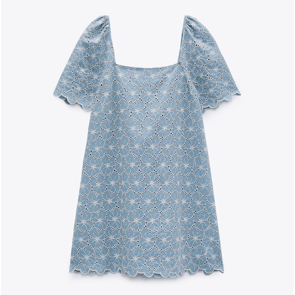 Zara | Dresses | Zara Floral Embroidered Open Work Dress | Poshmark